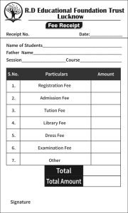 School Fees Card, Fee Receipt CDR File With Font