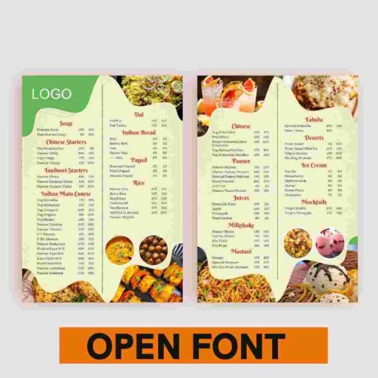 Restaurant Menu Visiting Card Design