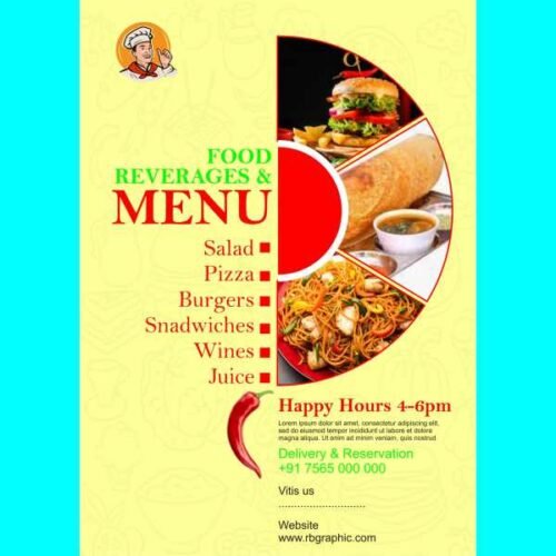 Pizza Shop Menu Card Design CDR File