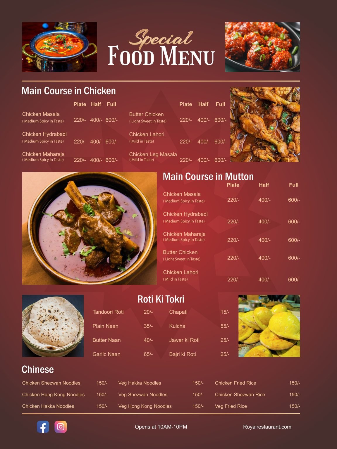 Restaurant Menu Design CDR File
