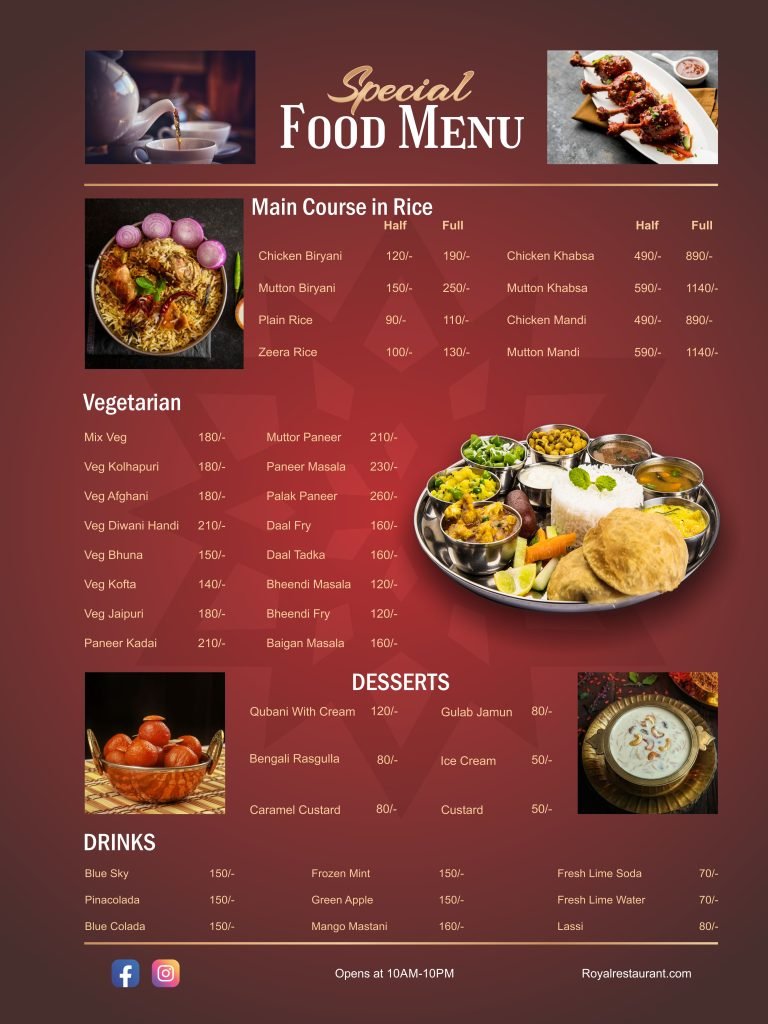 Restaurant Menu Design CDR File