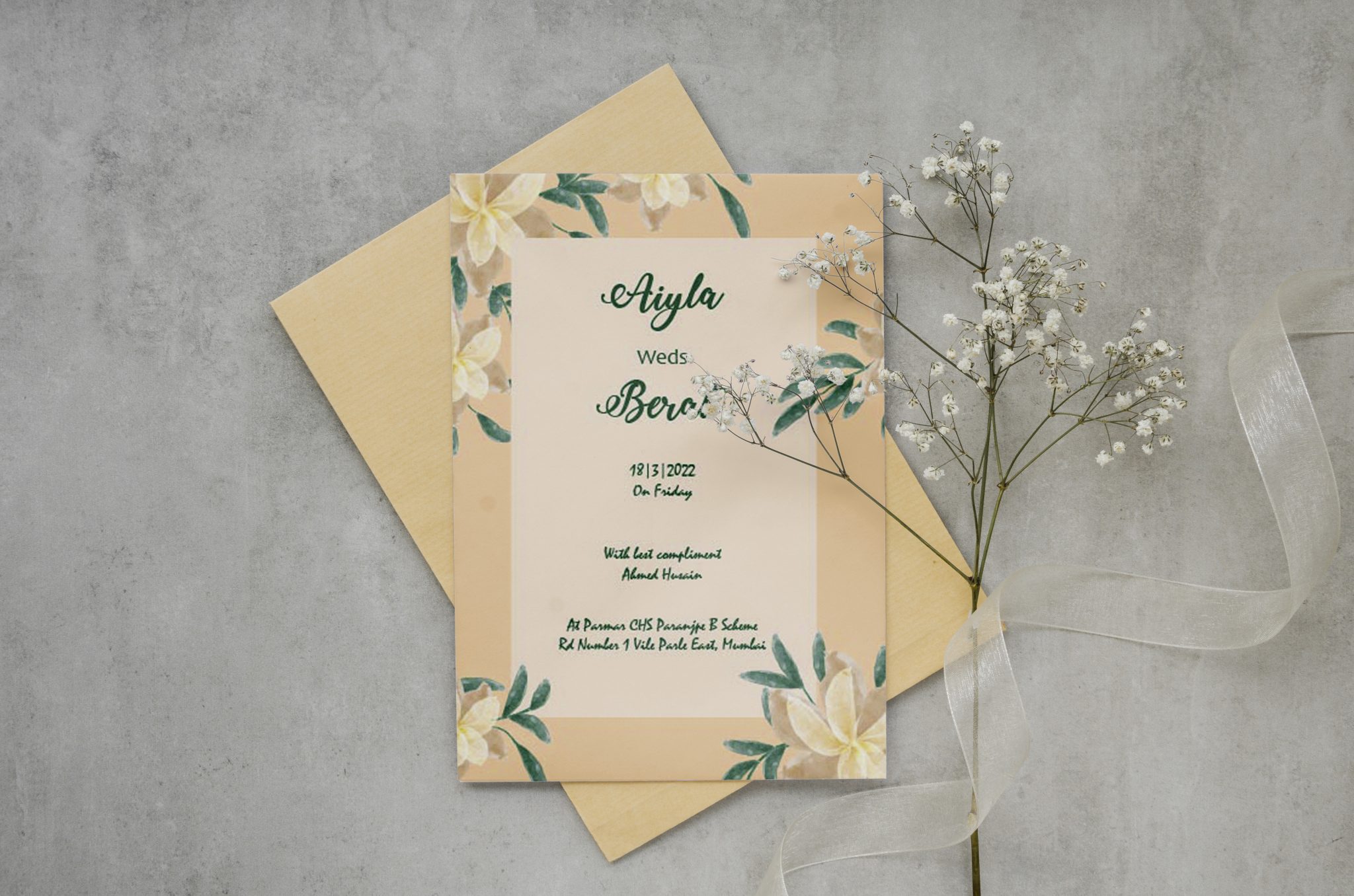 blank wedding invitation card design with beautiful corner design - TR ...
