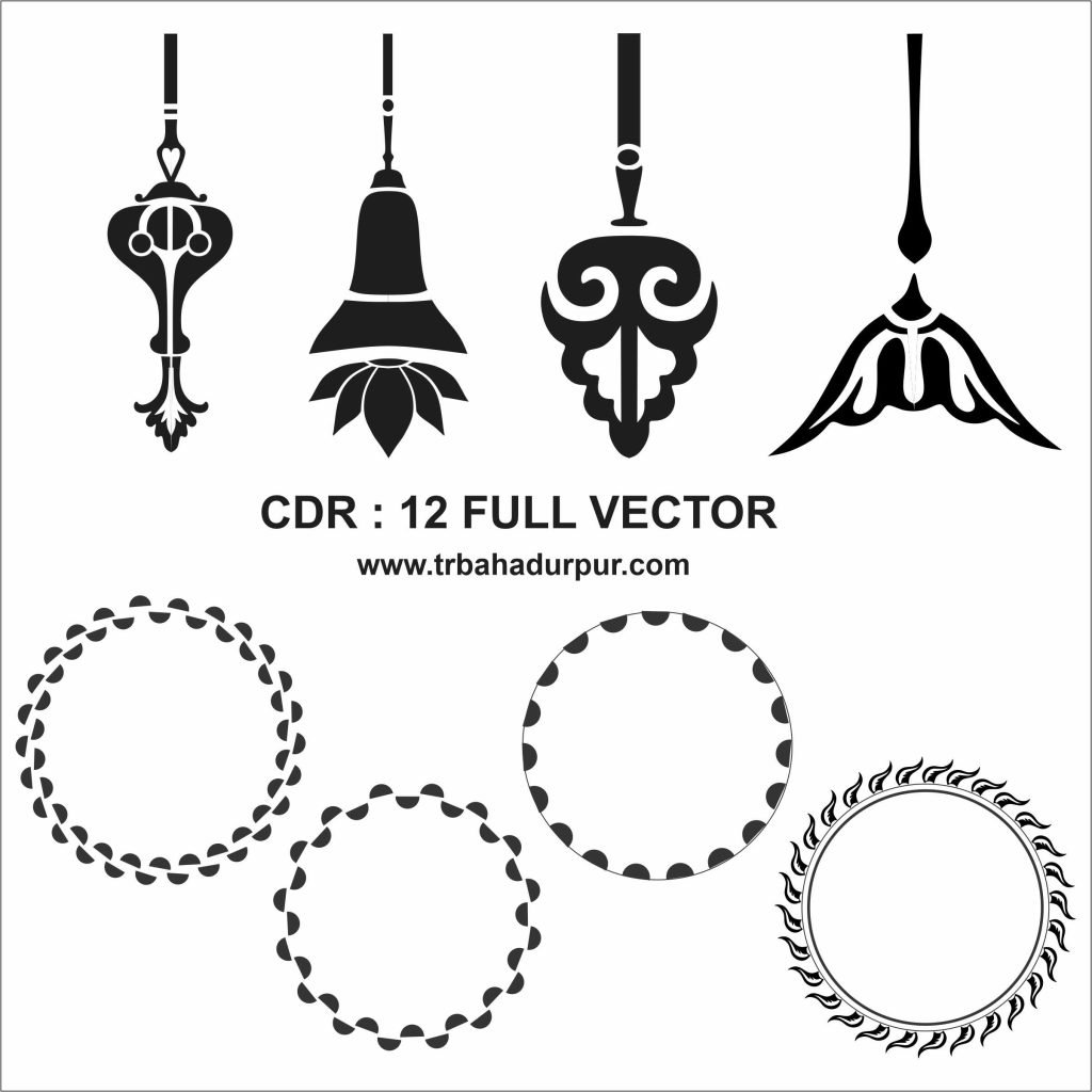 Jhumar And Circle Clipart Black In White Vector File Download