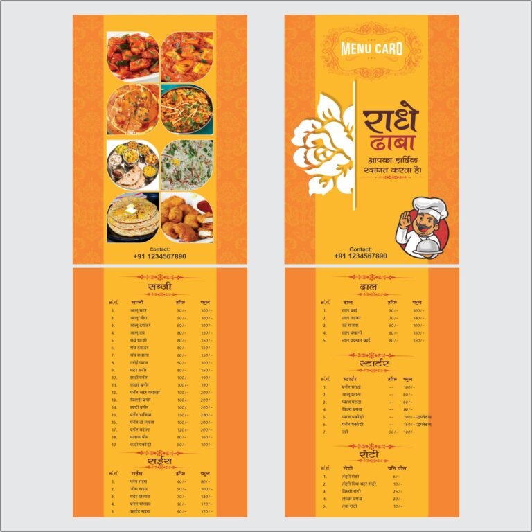 Restaurant Menu Card Design PSD File