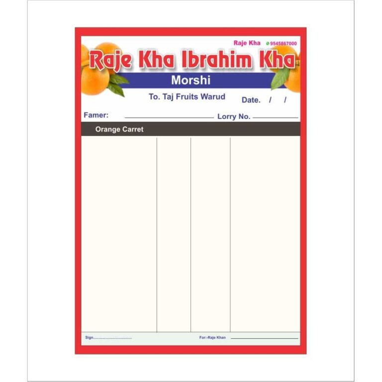 Orange Bill Book Fruits Multicolour Cdr File