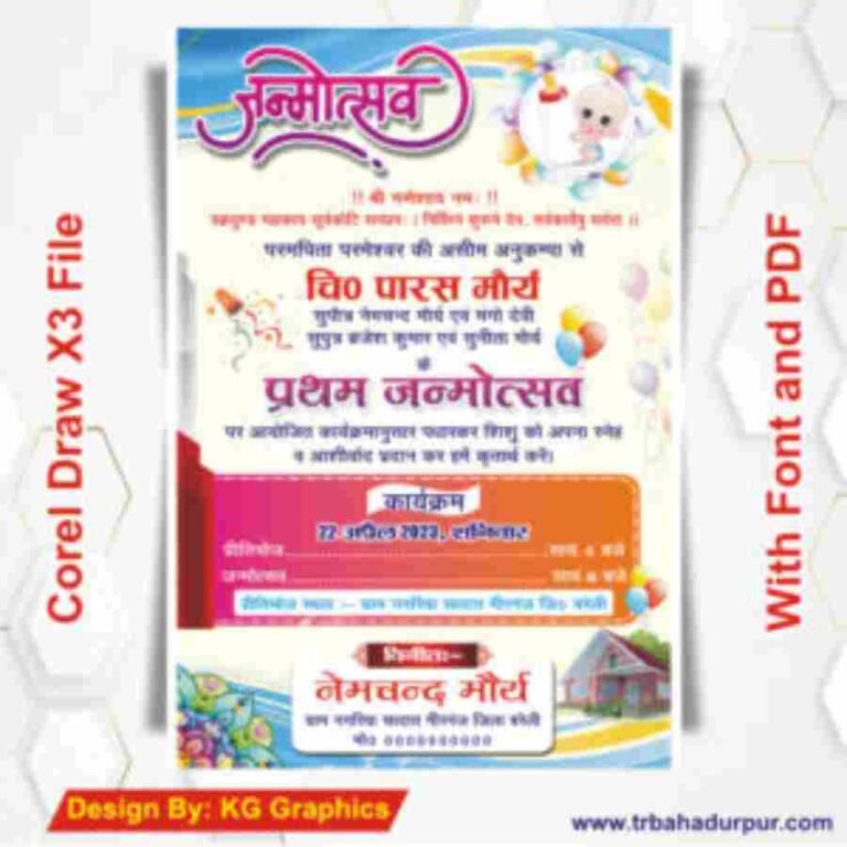 Birthday Card CDR File I First Birthday Invitation Card Design