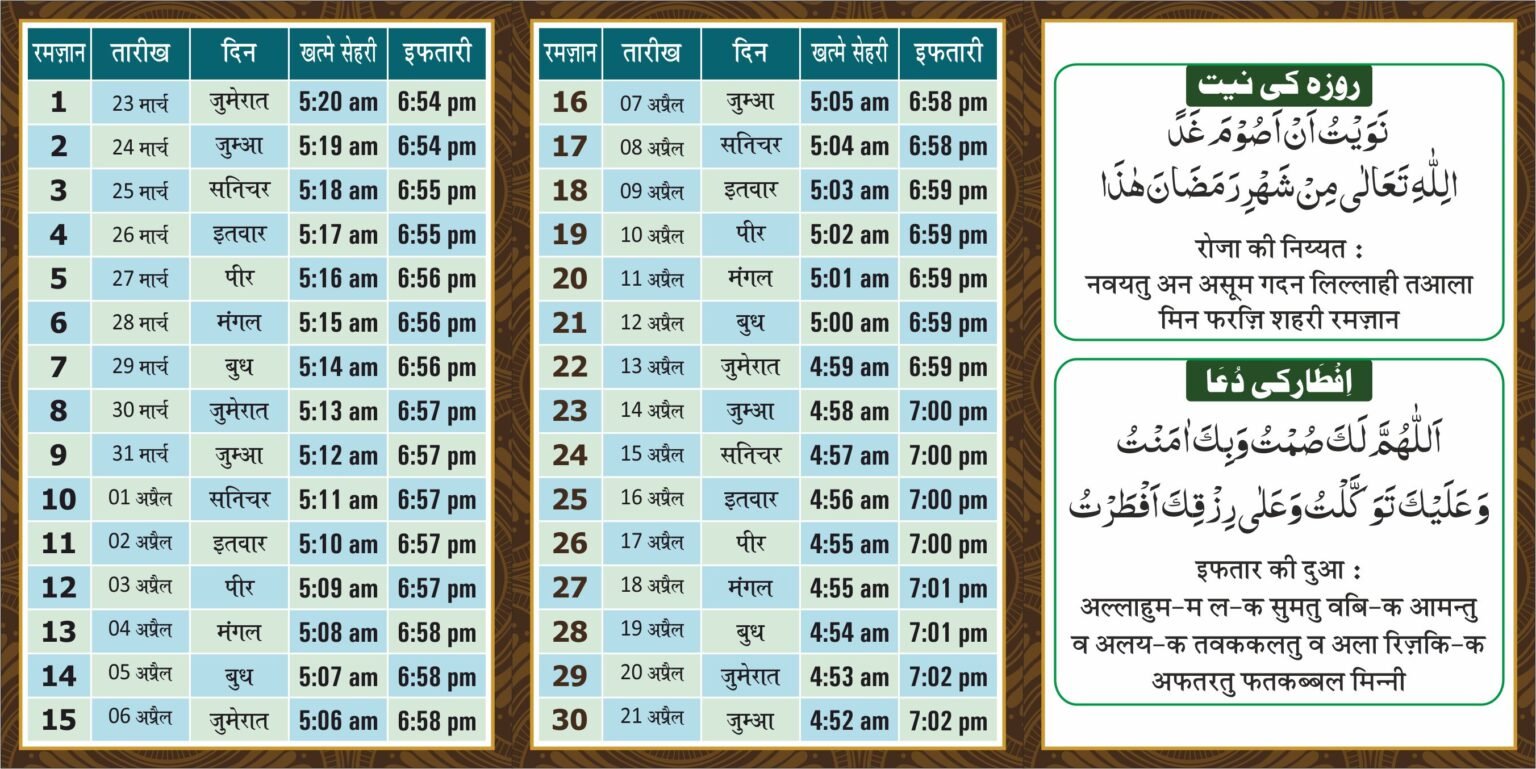RAMZAN MUBARAK TIME TABLE 2023 CDR X4 WITH ALL FONTS