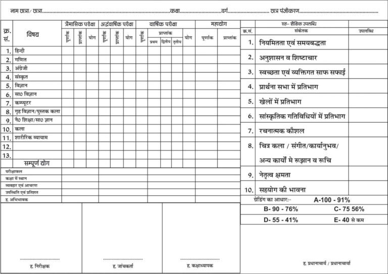School Marksheet Design With Fonts