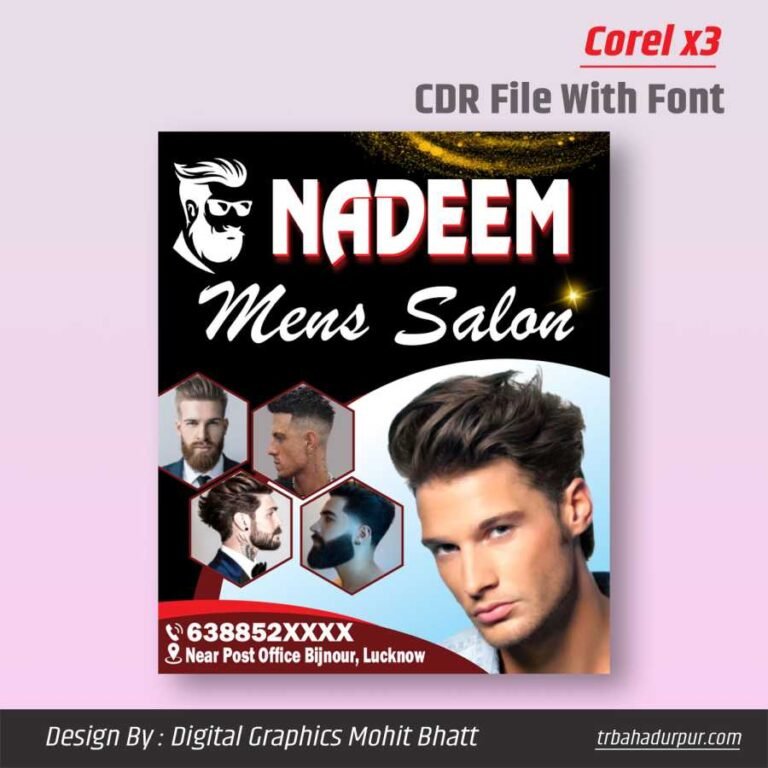 Mens Hair Salon Standee Board Design CDR File