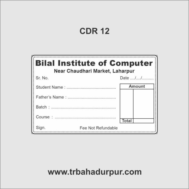 Computer Shop Bill CDR 12 File With Fonts 2023
