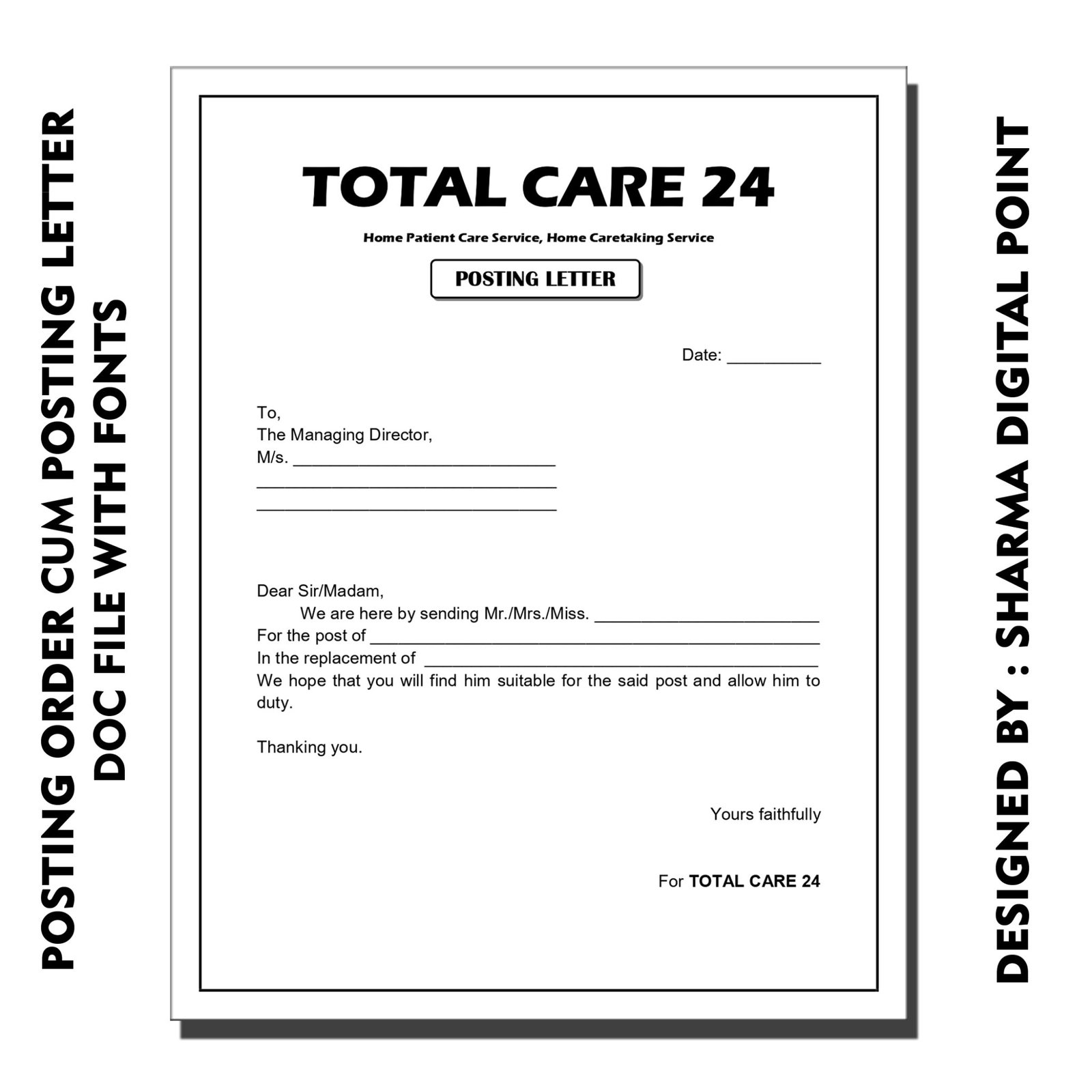 POSTING ORDER CUM POSTING LETTER FOR TOTAL CARE 24 | DOC MSOFFICE 7 ... POSTING ORDER CUM POSTING LETTER FOR TOTAL CARE 24 | DOC MSOFFICE 7 ...