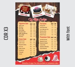 Cake Bakery Menu Card New Design