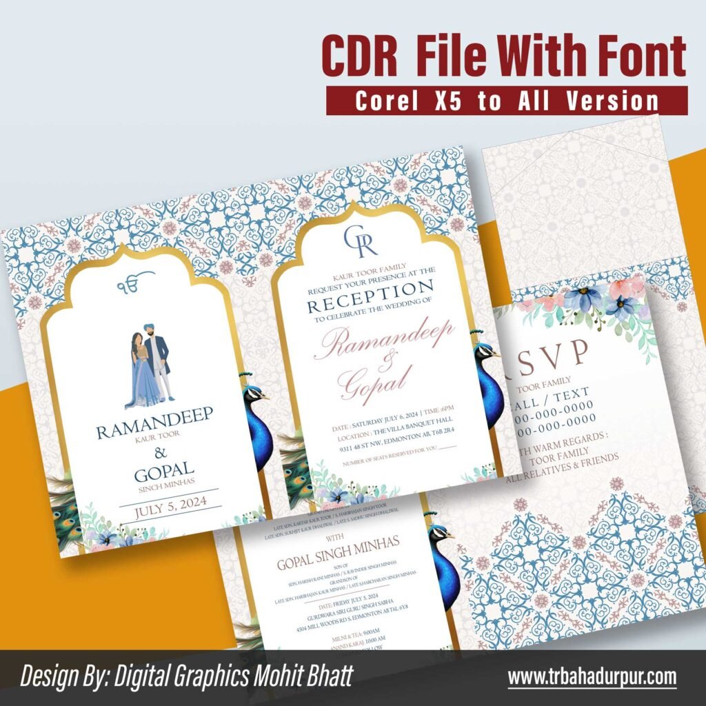 Digital Wedding Card Design CDR File