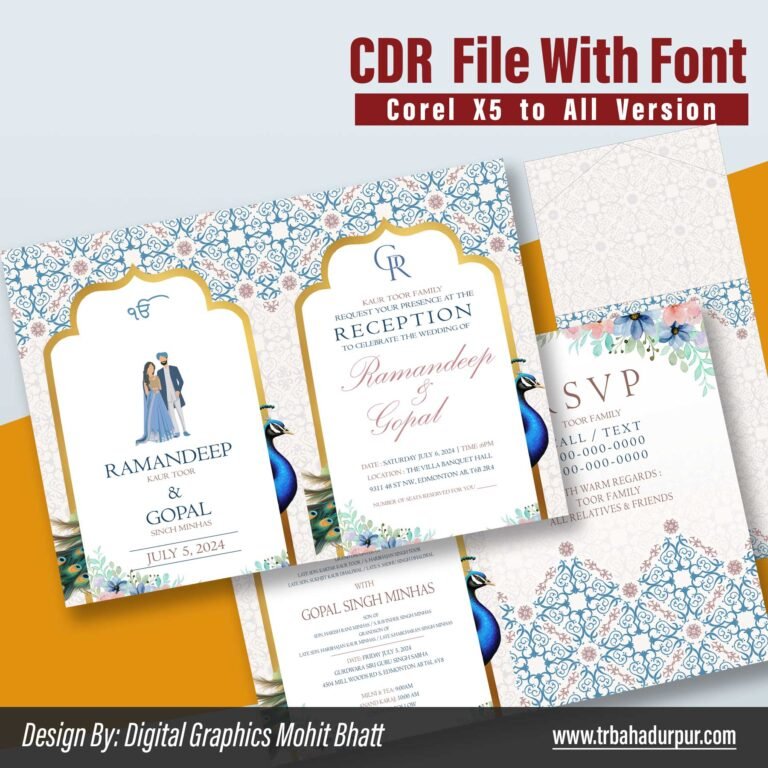 Multicolour Wedding Card Design CDR