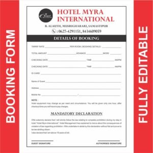 HOTEL BOOKING FORM A4