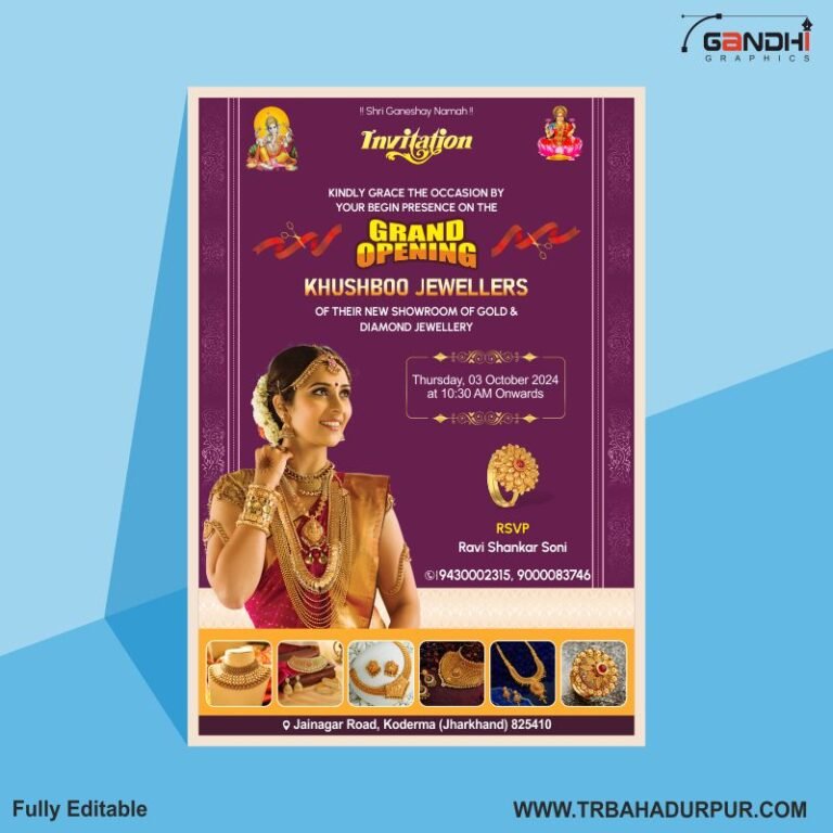 Jewellery Invitation Card CDR - X3 Fully Editable