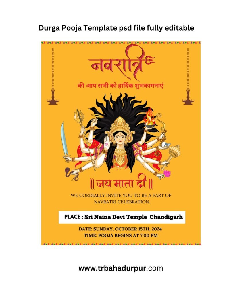 Durga Pooja Banner PSD File Fully Editable