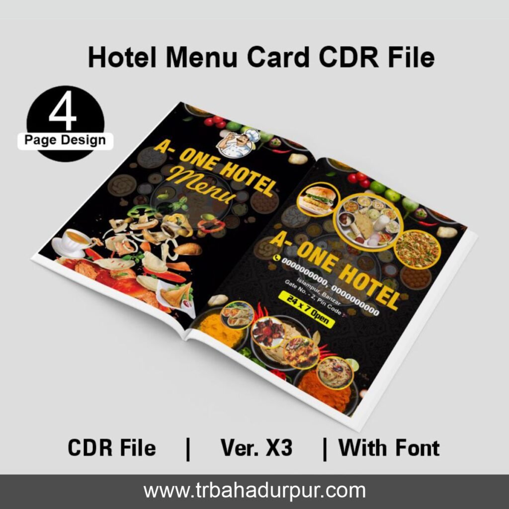 Hotel Menu Card CDR File || New Design CDR File || Menu Card