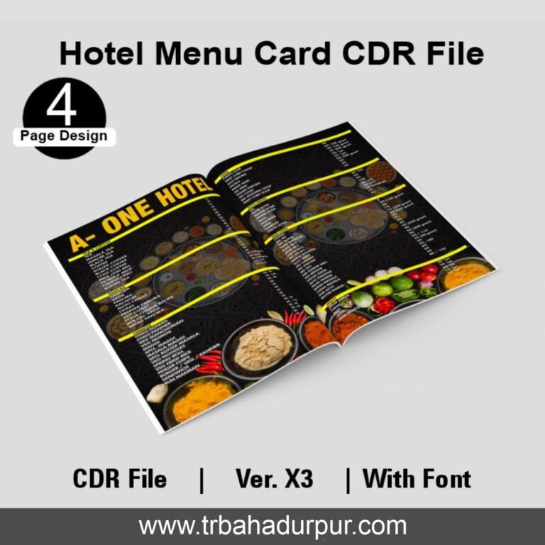 Hotel Menu Card CDR File || New Design CDR File || Menu Card