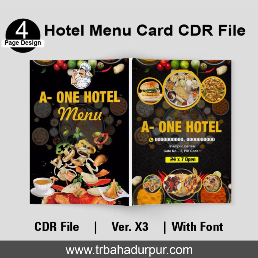 Hotel Menu Card CDR File || New Design CDR File || Menu Card