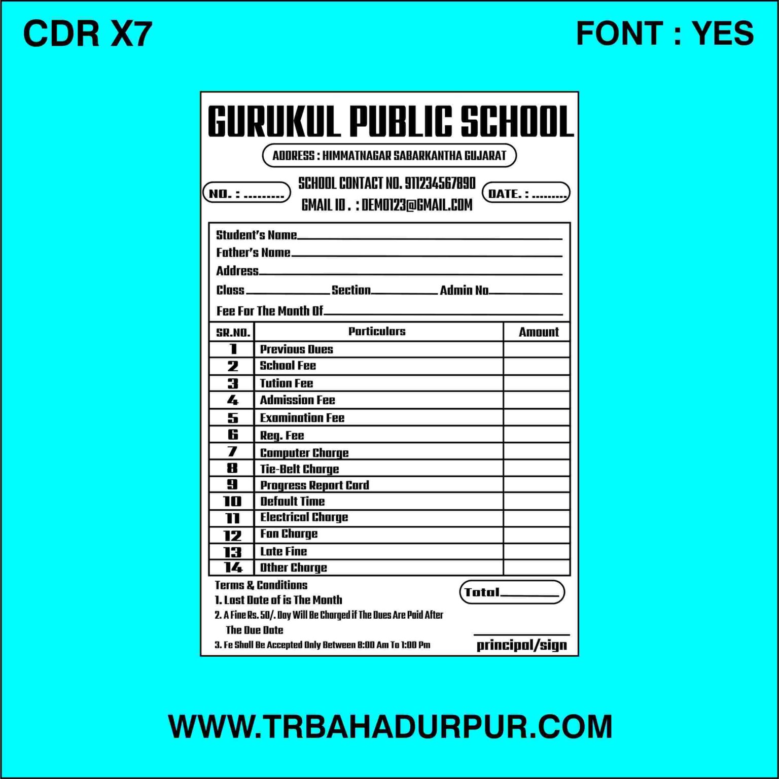 Gurukul Public School Fee Invoice Book Design
