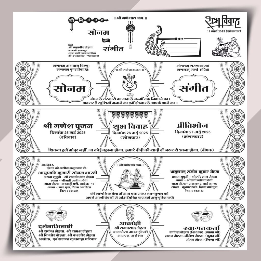 Multi Fold Or Five Fold Wedding Card CDR File