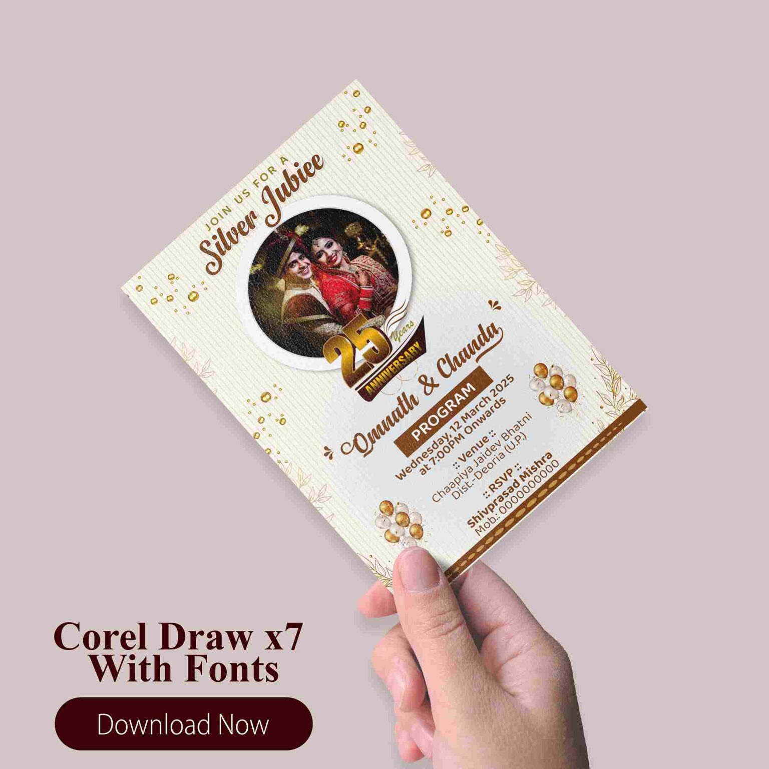 Happy Anniversary Invitation Card With Fonts Corel Draw X7
