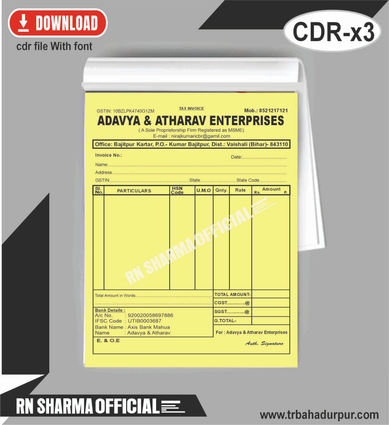 ENTERPRISES (GST BILL BOOK) 2025 CDR-X3